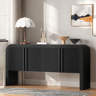 Ebern Designs 4-door Sideboard With Stripe Design, Adjustable Shelves And Curved Edge | Wayfair